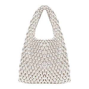 Naimo Straw Beach Bag Large Woven Rattan Shoulder Bag Fishing Net Handbag Cotton Rope Tote Summer Crochet Hobo Bag