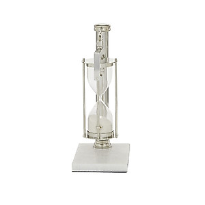 The Novogratz Brass Hourglass Sand Timer, 7" x 4" x 10", Silver