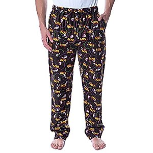 KISS Men's Allover Band Member Print Adult Loungewear Sleep Pajama Pants (Large) Black