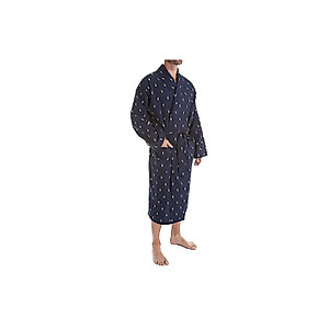 POLO RALPH LAUREN Men's All Over Pony Cotton Robe L009 L/XL Navy/Cream
