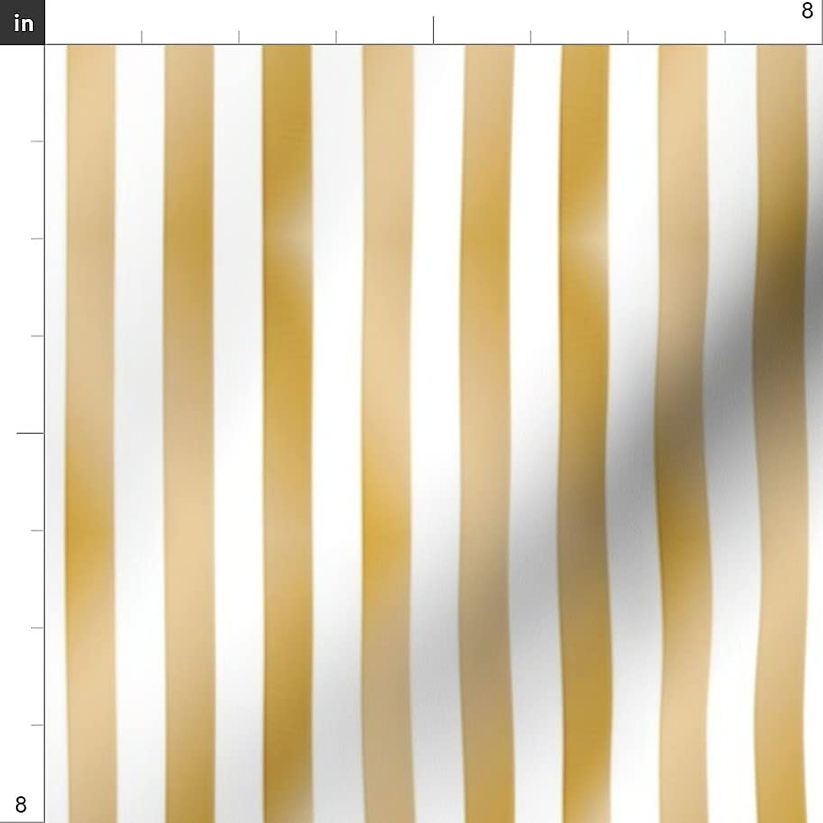 Spoonflower Fabric - Gold Stripe White Geometric Silver Golden Printed on Petal Signature Cotton Fabric by The Yard - Sewing Quilting Apparel Crafts Decor