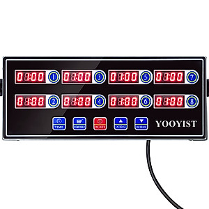 YOOYIST Commercial 8 Channel Kitchen Timer Digital Restaurant Timers Professional Loud Alarm Cooking Reminder for Food Truck Fryer Bakery Pizza Coffee Heavy Duty