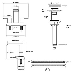 TONNY Gold Bathroom Faucet, Waterfall Bathroom Sink Faucet, 4-Inch Centerset Bathroom Faucets for Sink 3 Hole with Pop Up Drain and Water Supply Line, Brushed Gold