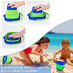 Kids Fishing Net, Telescopic Landing Net with Aluminum Pole Handle, Collapsible Bucket Kids Sand Pail, Butterfly Nets for Kids Fishing Net for Kids, Outdoor Play (Blue)