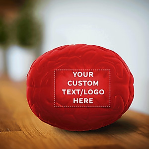 Custom Brain Squeeze Balls Set of 10, Personalized Bulk Pack - Stress Relief, Perfect for Your Desk, Office or Home - Red