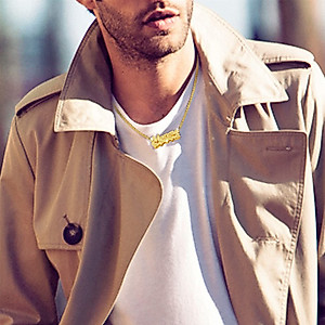 BAUMA AUTO Double Plated Name Necklace Personalized Custom Nameplate Pendant Necklace Personalized Name Jewelry for Women Men Birthday Gifts (Gold-7)