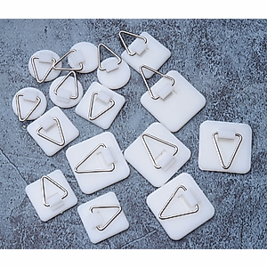 Ruwado 15 Pcs Plate Hanger Invisible Self Adhesive Square Round Wall Dishes Hook Holders for Bathroom Kitchen Office Pictures Photo Frame Wall Art Décor Supplies (15 Pcs)