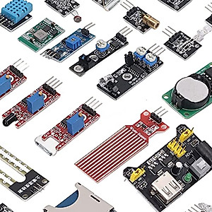 45Pcs Sensors Modules Starter Kit Sensor Module Clock Board Temp Sensor Module Electronic Component Set Kit for Raspberry Pi