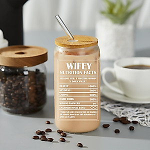Kihraw Gifts for Wife, Bridal Shower Gift Engagement Gifts For Women, Bride, Fiancee, Wifey - Anniversary Birthday Gifts For Wife, Wife Gifts - Bride To Be Gifts - 16 Oz Coffee Glass