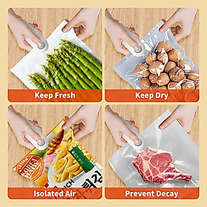 (NEW VERSION) Snack Bag Sealer, Mini Bag Sealer with Cutter, 2 in 1 Rechargeable Heat Vacuum Sealers, Portable Plastic Bag Sealer Heat Seal for Chip Bags, Food Storage, etc (USB-C Cable Included)