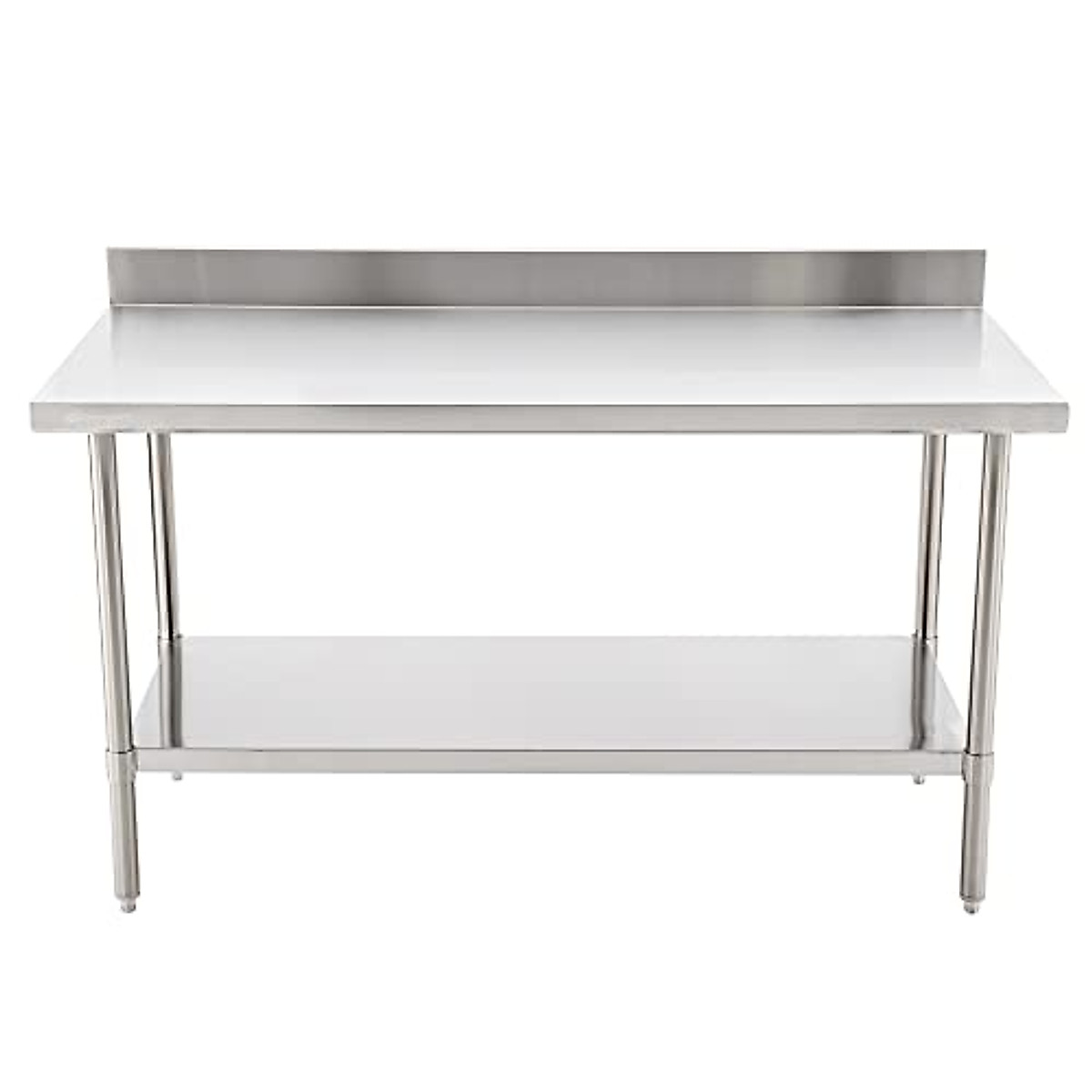 Restaurantware Kitchen Tek 16-Gauge 304 Stainless Steel Commercial Work Table - Medium Duty, 4" Backsplash, Undershelf - 30" x 60" - 1 count box,Silver