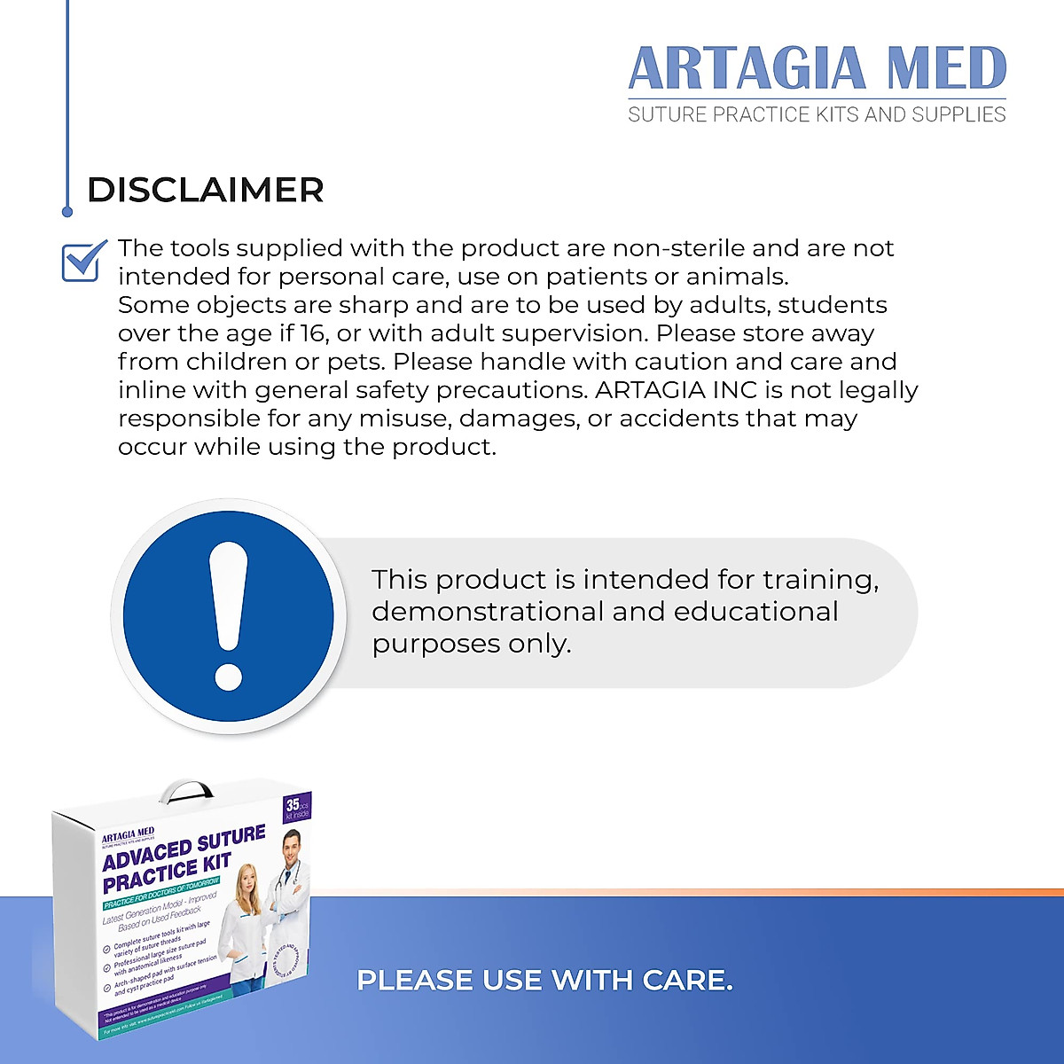 Advanced Practice Kit for Medical Students (35 Pcs) – Latest Generation of Most Complete Model, Including: Tool Kit with Variety of Suture Threads, 3 Top Quality Suture Pads (Education Only)