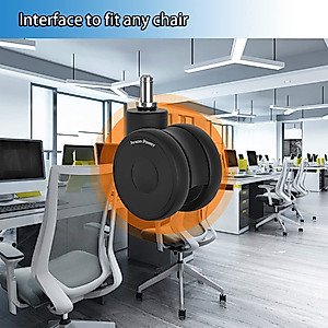 Office Chair Wheels Replacement 3 inch Rubber Caster Wheels for Hardwood Floor Replace Office Chair Mats,Desk Chair Casters for Gaming Chairs Heavy Duty Chair Wheels, Set of 5