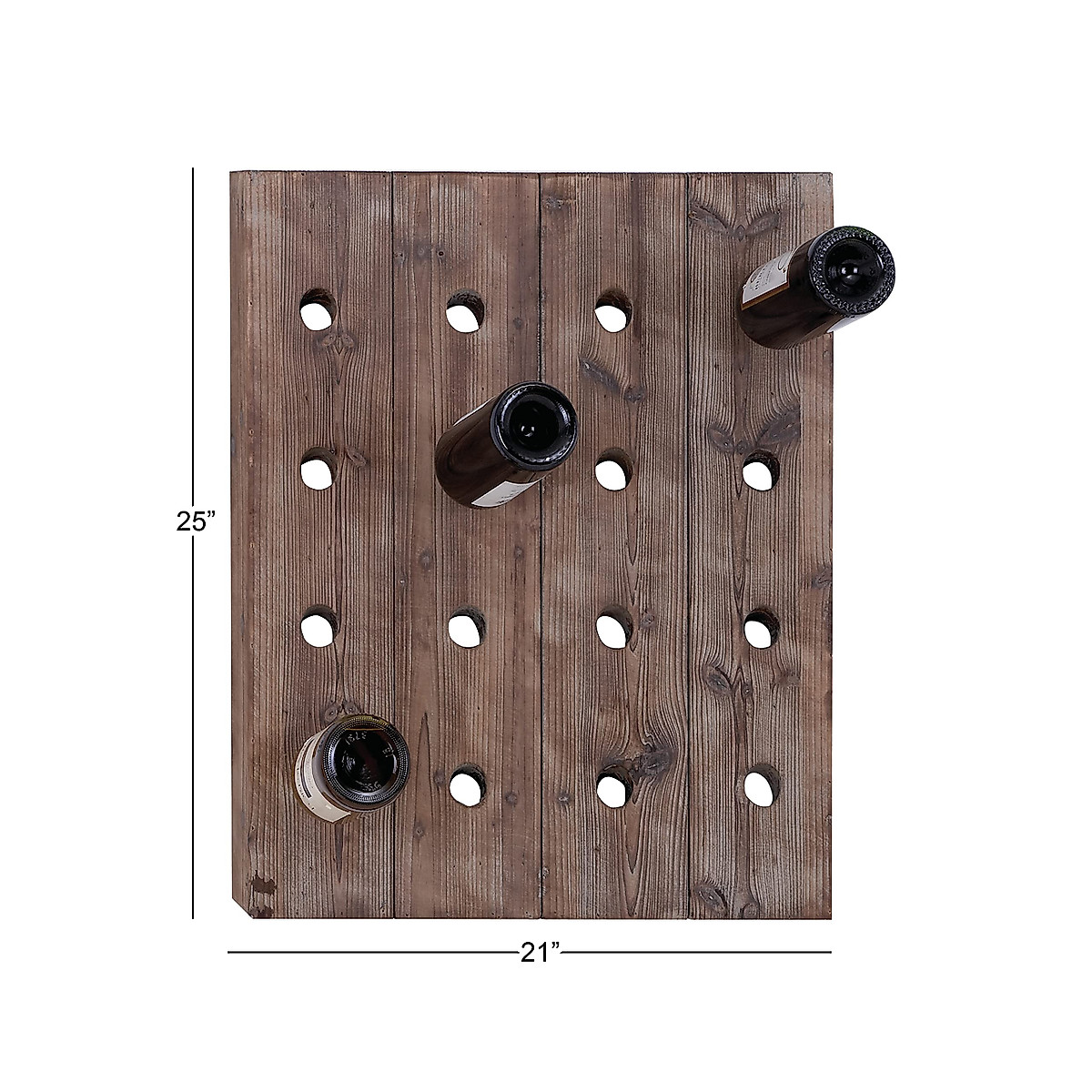 Deco 79 Wood 16 Bottle Wall Wine Rack, 21" x 4" x 25", Brown