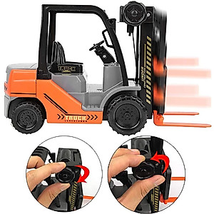 Liberty Imports Toy Forklift Truck with Pallet & Cargo - 1:22 Scale Friction Powered Wheels & Manual Lifting Control - Warehouse Lifting Vehicle for Kids Play