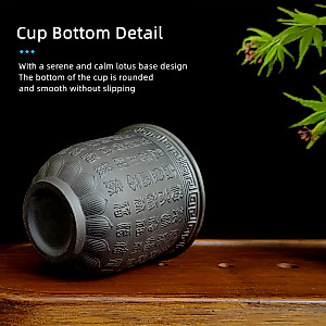 WEOPYCJ Chinese Tea Cup,Asian Japanese Ceramic Tea Cup Set of 4,Black Traditional Hundred Blessings Tea Mugs 5.5oz Suitable for Tea Wine,Coffee,Milk,Sake Cups (Black)