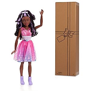 BARBIE 28-Inch Best Fashion Friend Star Power Doll and Accessories, Dark Brown Hair, Kids Toys for Ages 3 Up by Just Play