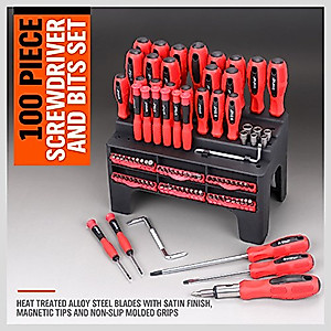 HORUSDY Tools for Men | 102-Piece Magnetic Screwdriver Set with Plastic Racking, Includs Precision screwdriver and Magnetizer Demagnetizer DIY Tools for Men Tools Gift