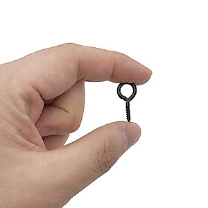 Screw Eyes, 1 Inch Metal Eye Hook, Zinc Plated Self Tapping Screw Hooks Ring, Eyelet Screws Black 120 Pcs