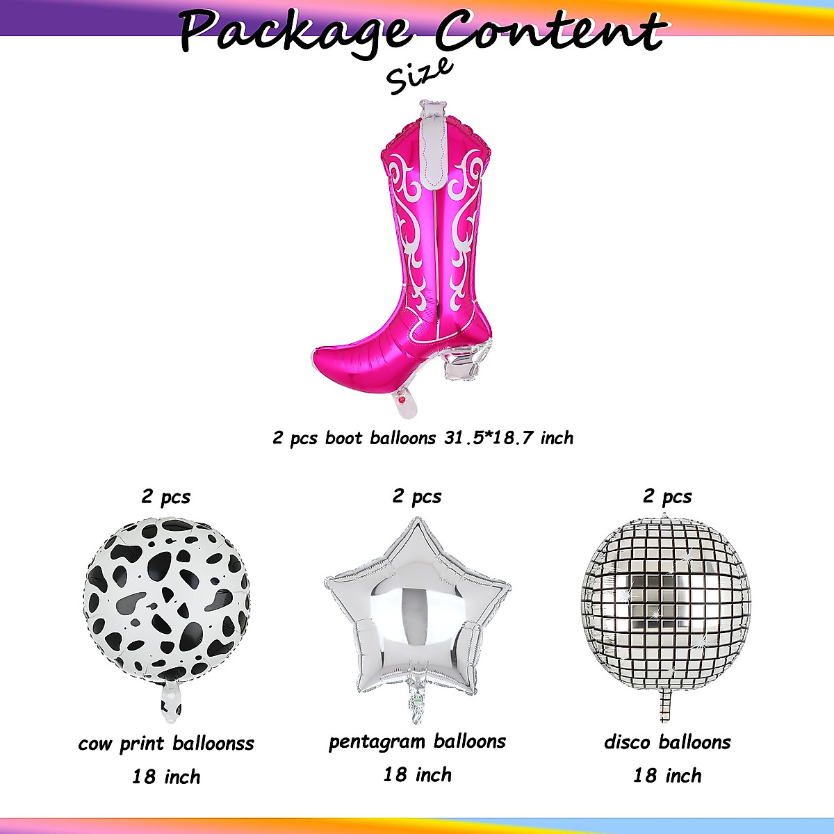 Western Cowgirl Party Decorations Let's Go Girls Disco Cowgirl Last Rodeo Bachelorette Theme Cow Balloon Cowgirl Boot Balloons Birthday Party Decor Supplies 10 Pcs