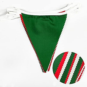 32Ft Red Green White Banner Party Decorations Christmas Triangle Flag Fabric Pennant Bunting Garland Streamers for Christmas Day X-mas Happy New Years Festivals Holiday Garden Hanging Decorations