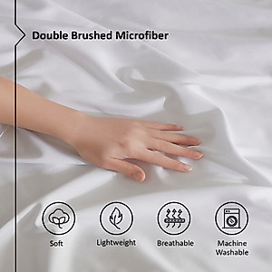 Nestl Double Brushed White Duvet Cover King Size 3 Piece Soft King Duvet Cover Set + King White Pillow Shams Set of 2