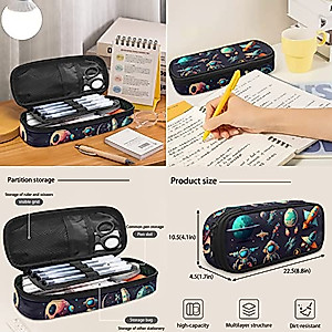 Space Backpack for School Girls Boys Rocket Astronauts Bookbag with Lunch Box 17 Inch Large Laptop Backpack 4 pcs Set