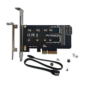 Valuegist PCIe Adapter for One M.2 NVMe Mkey and One SATA Bkey SSD, PCI-e 4.0 X4 Card Supports NGFF M2 M-Key or B-Key (M+B) SSD of Length 2280,2260,2242,2230, PCIe NVMe Adapter with SATA 3.0 Cable