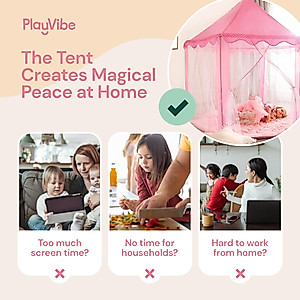 Princess Tent for Kids - 55" X 53" with Led Star Lights | Princess Toys | Toddler Play Tent | Playhouse, Castle