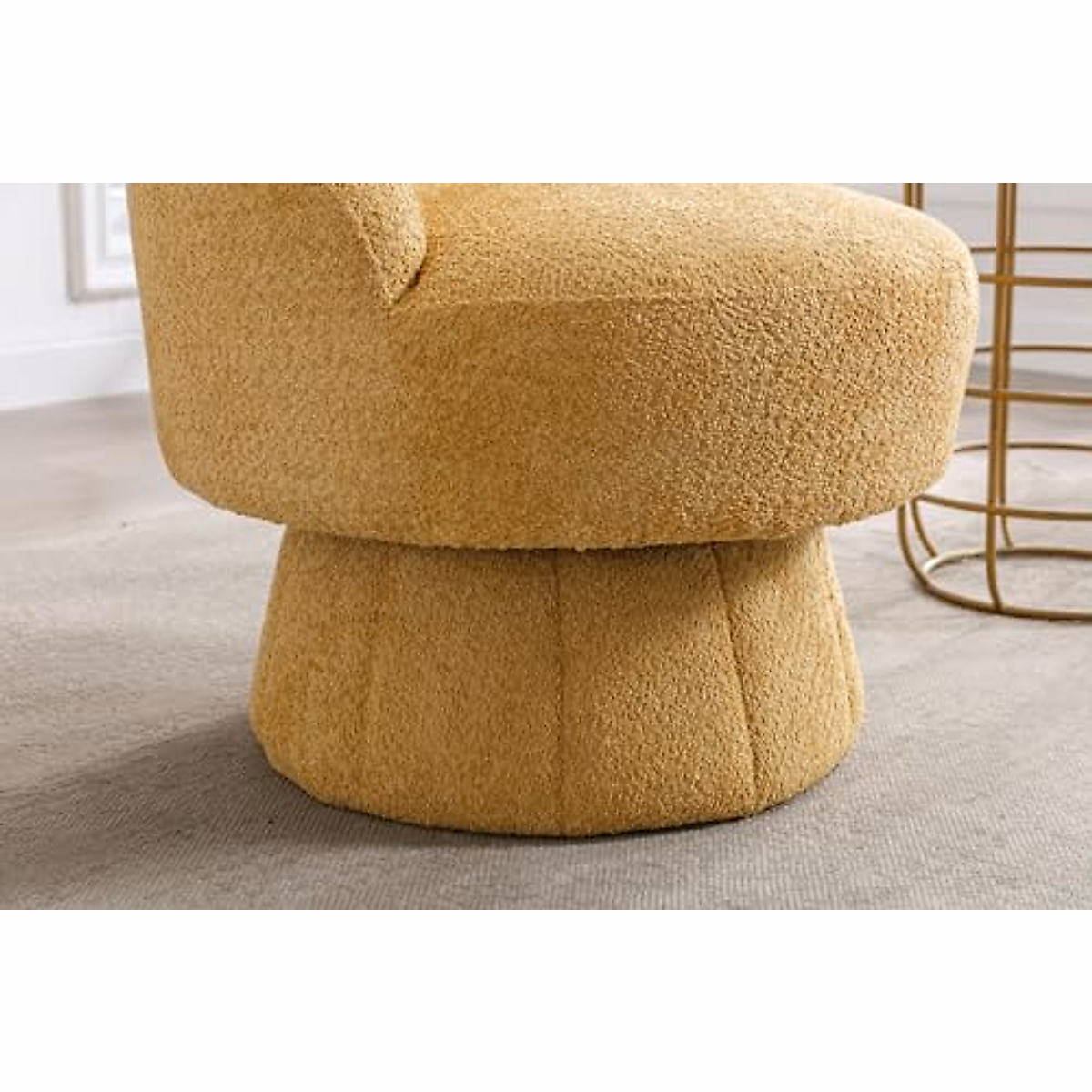 i-POOK 360 Degree Swivel Accent Chair, Upholstered Round Armchairs with 21.65" Deep Seat, Comfy Barrel Chair Club Chair for Living Room, Reading Room, Yellow