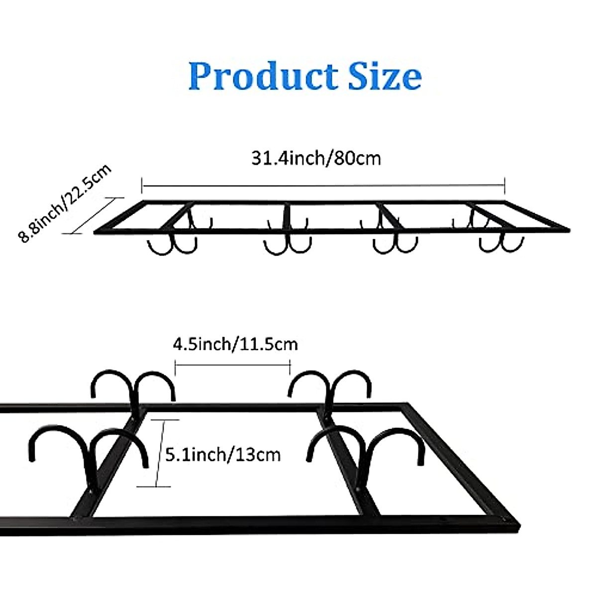 Drstarful Under Cabinet Hooks for Mugs, 16 in 1 Large Coffee Bar Mug Rack, Under Shelf Durable Metal Mug Hanger Holder for Coffee Cup Display, Hanging & Drying, Easy to Mount, Screws Included