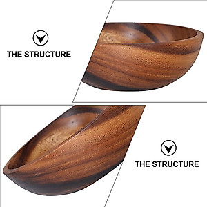 Cabilock Acacia Wood Salad Bowl Wooden Serving Bowl Round Soup Bowl for Fruits Salads Pasta Snack Decoration