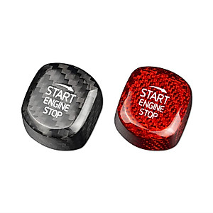 Srxhappy Carbon Fiber Car Interiors Engine Start Stop Button Cover Trim for Volvo S60 Xc60 Xc90 S90 V90 V60 (Carbon Fiber Red)