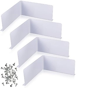 4 Pcs Gutter Valley Splash Guards Downspout Diverter Roof Rain Diverter White Roofing Gutter Guards with 40 Screws Gutters for House Residential Flat Shingle Roofs Corner (Foldable)