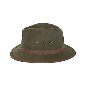 Outback Trading Men's Standard Madison River Sun-Protective Waterproof Crushable Cotton Oilskin Hat, Sage, Medium