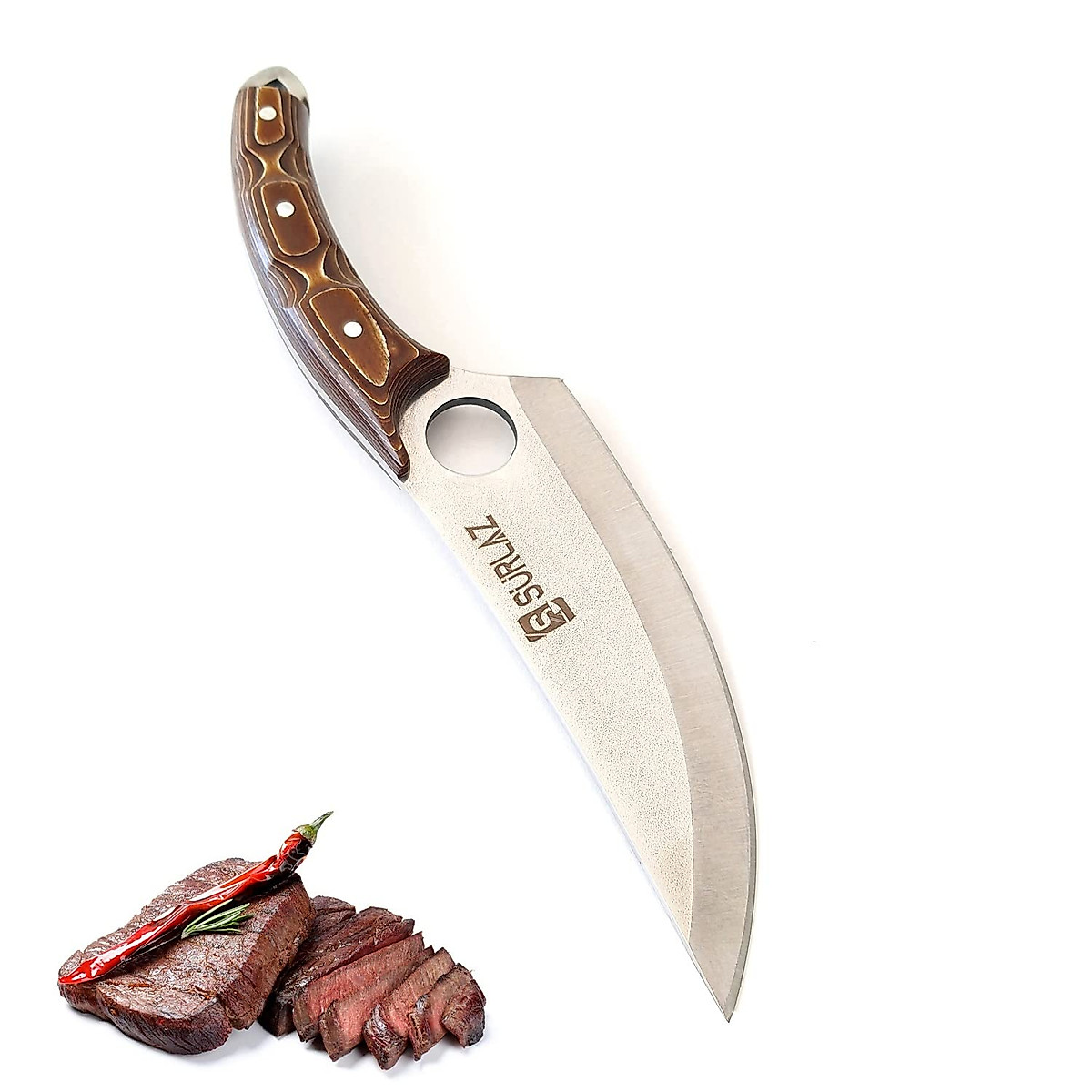 Surlaz Boning Knife for Meat Cutting, Sharp Fillet Knife, Brisket Trimming Knife, Butcher Boning Knife for Chef Knife, Camping Outdoor Knife, Gift for Boyfriend