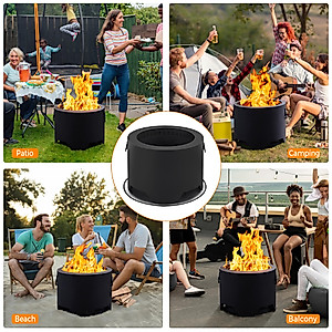 Yaheetech Fire Pit 23.5in Smokeless Fire Pit Tabletop with Stand Outdoor Wood Burning Firepit Set for Outside Camping with Silicone Mat & Fire Poker & Rain Cover & Lid & Log Grate