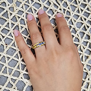 2 to 7 Birthstones Family Mother's Ring in Solid 10K Yellow Gold or Sterling Silver