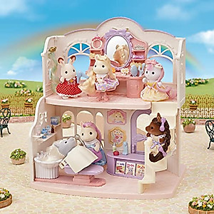 Calico Critters Pony's Stylish Hair Salon - 2-Story Salon Playset w/ Poseable Figure & 40+ Hair Styling Accessories for Ages 3+