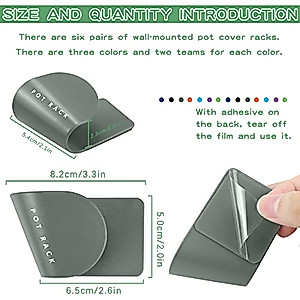 DOERDO 6 Pairs of Wall Mount Pot Lid Organizer, Cabinet Door Organizer Pot Hangers for Kitchen Wall Mount, Adjustable Lid Holder for Kitchen Wall (Dark Green)