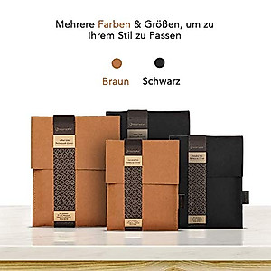 Moonsafari A5 Reusable Notebook Cover & Rocketbook Cover Smart Business Notebook Cover for Everlast, Fusion, Wave, Moleskin and More with Pen Loop & Business Card Holder - Black,A5/Executive 8.8" x 6"