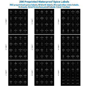 CZZGSM 12 Pcs Glass Spice Jars With 296 Spice Labels Preprinted of White and Black Color- 6oz Thicken(2.4mm) Spice Containers With Bamboo Airtight Lids - Empty Small Herb Seasoning Jars
