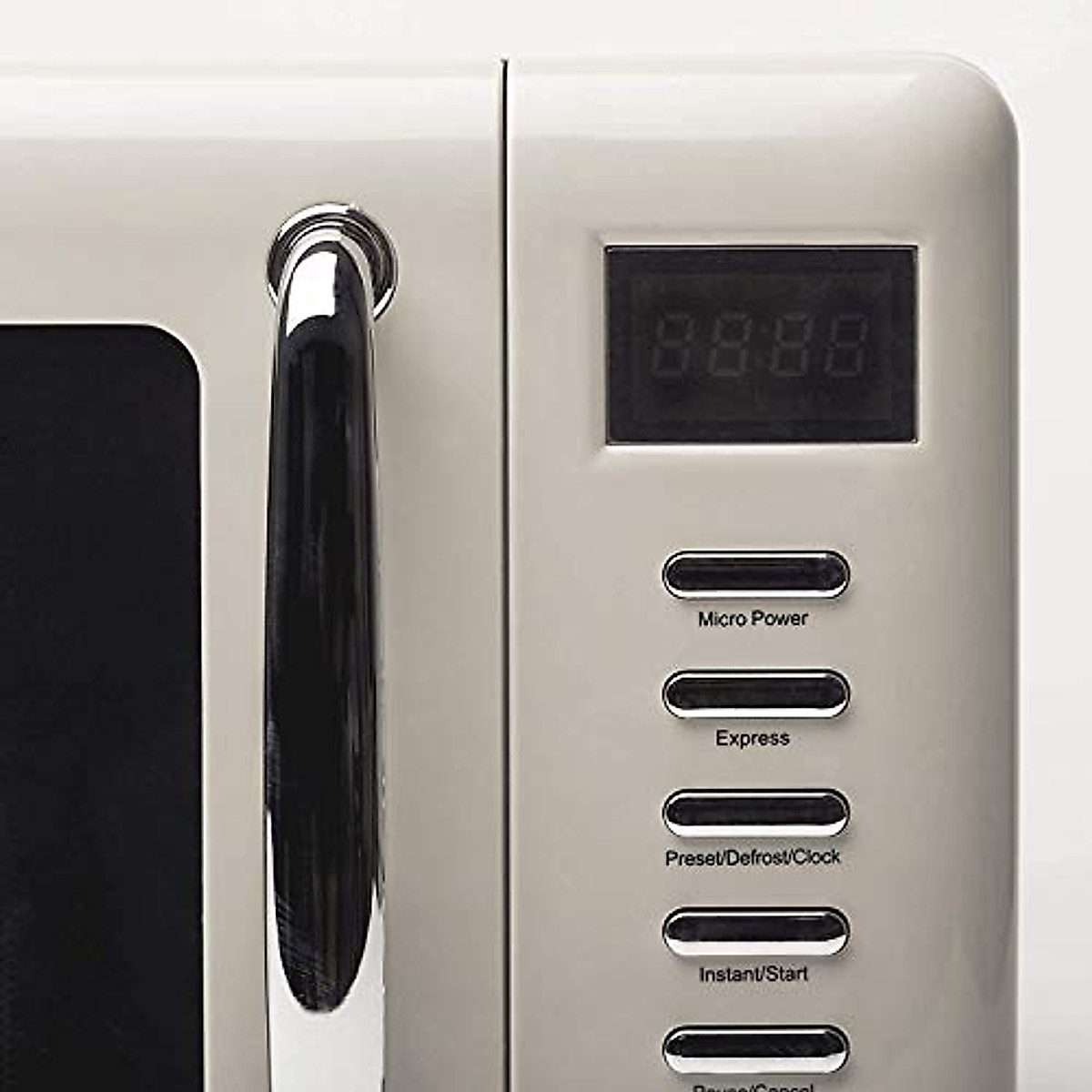 Haden Cotswold Vintage Retro 700 Watt Countertop Microwave Oven Kitchen Appliance with Turntable, Pull Handle, and 5 Power Levels, Putty