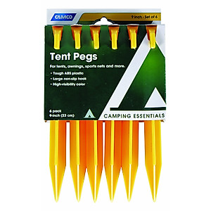 Camco 51045 ABS Tent Pegs, Pack of 6-9"