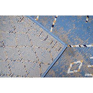 Furnish my Place Trellis Pattern Rug - 7 ft. 8 in. x 11 ft, Light Blue, Bohemian Rug with Transitional Design