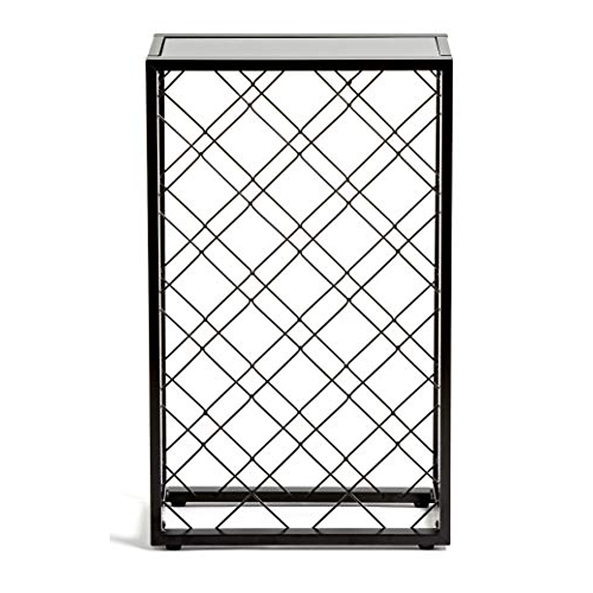 Mango Steam 23 Bottle Black Wine Rack with Glass Top Shelf, Free Standing for Home, Kitchen and Bar