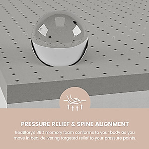 BedStory Memory Foam Mattress Topper 4 Inch Full Size - Firm Bed Topper for Back Pain Relief - Luxury Mattress Pad for Big Figure - Adjustable Anti-Slip Cover - No Odor, CertiPUR-US Certified