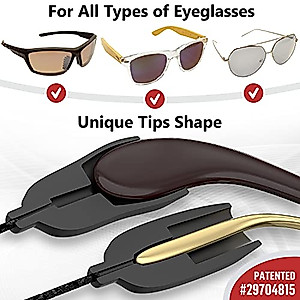 Eye Glasses String Strap Holder - No Tail Glasses Strap - Adjustable Eyeglass Strap - Wired Sunglasses Strap for Men - 15" Glass Lanyard for Women - 2 Cords