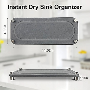 ZGWJ 2PCS Instant Dry Sink Caddy for Kitchen Sink Organizer Fast Drying Stone Sink Tray for Bathroom Diatomaceous Earth Sink Sponge Holder