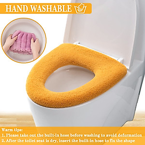 ZeeDix 5 Pcs Thicker Bathroom Soft Elongated Toilet Seat Cover Pad- Warmer Stretchable Toilet Seat Covers Washable Easy Installation Comfortable Cushioned Toilet Covers
